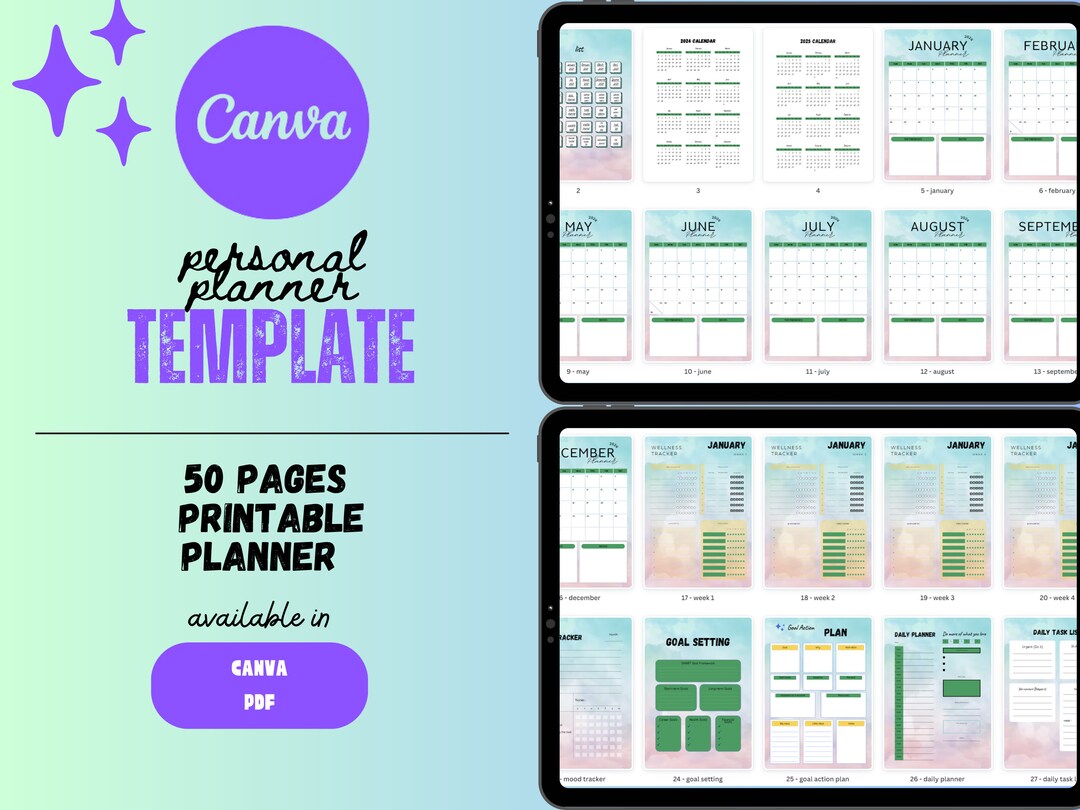 50 Pages Printable Personal Planner Monthly Planner Weekly - Etsy