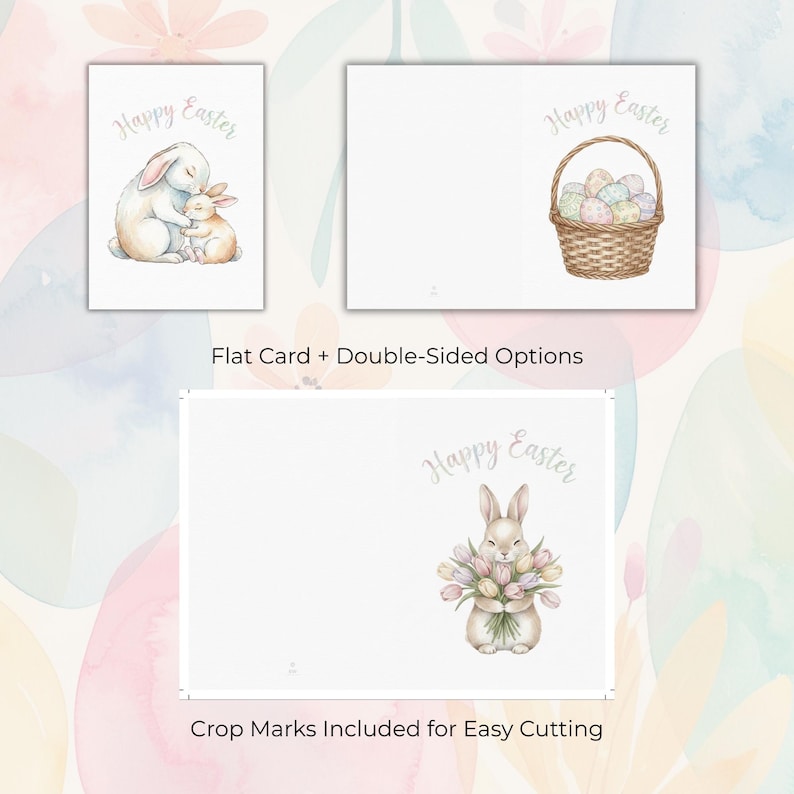 Watercolor Easter Card Bundle | Bunny Designs (digital Download) - Etsy