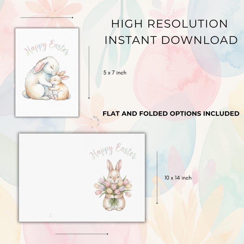 Watercolor Easter Card Bundle | Bunny Designs (digital Download) - Etsy