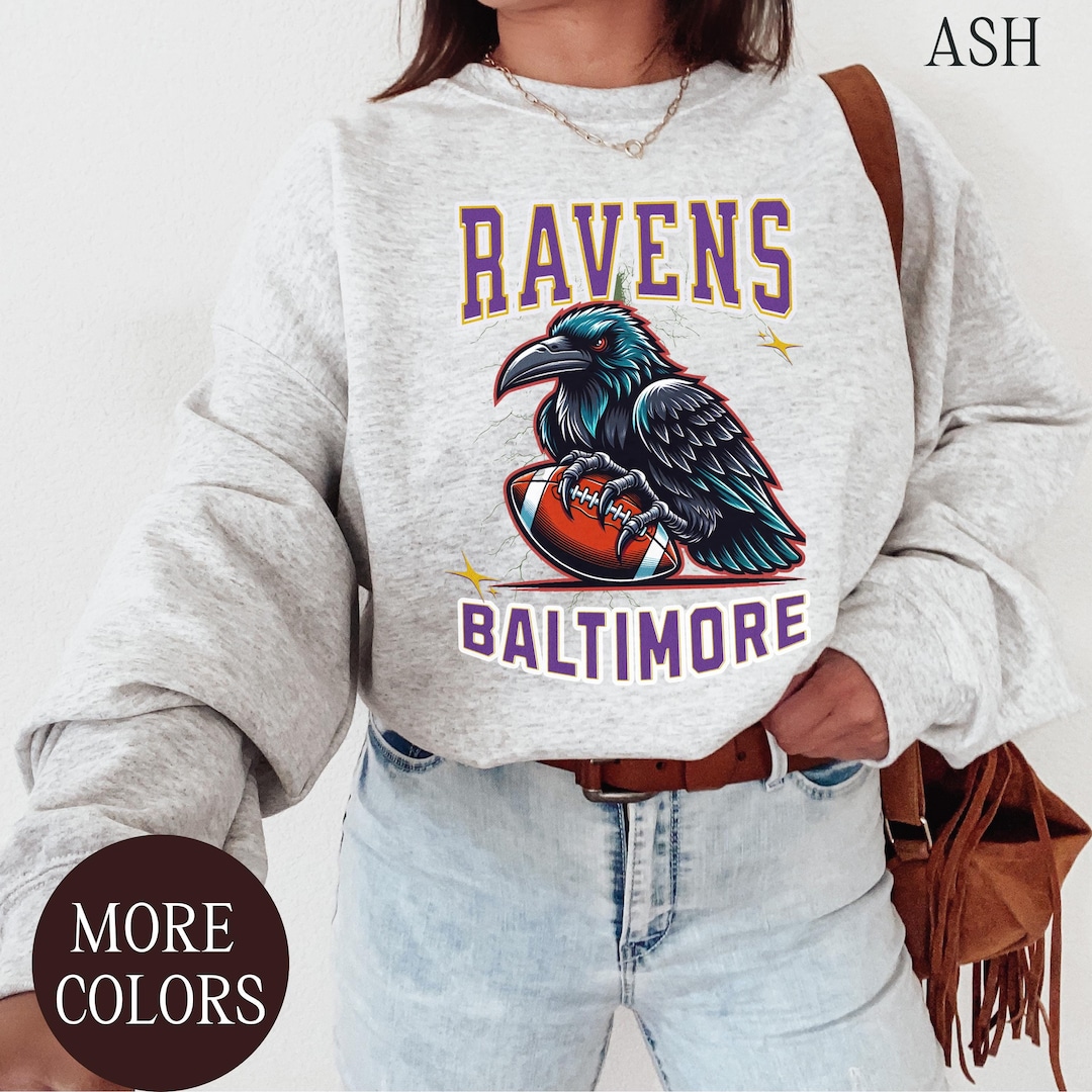 Baltimore Football Vintage Sweatshirt, Ravens Shirt Fan, Retro Raven ...