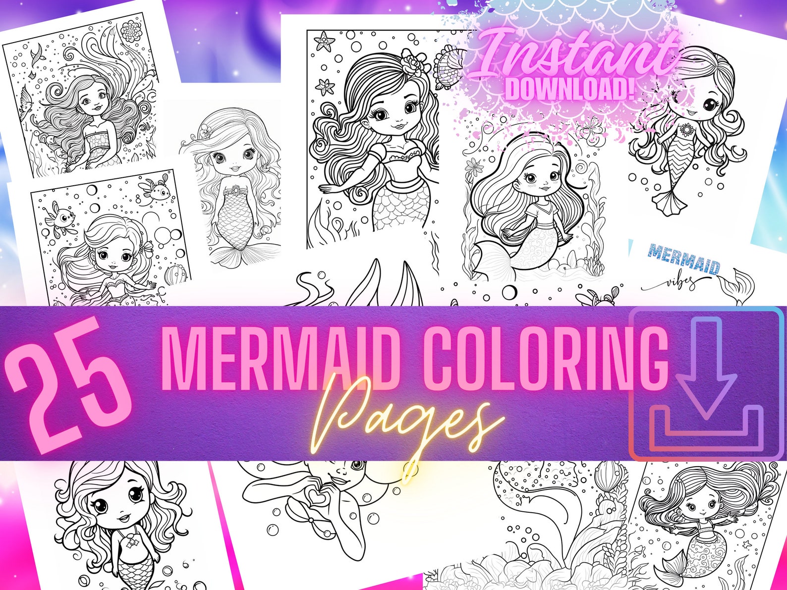 Mermaid Coloring Pages Under the Sea Coloring Pages Cute Mermaid ...