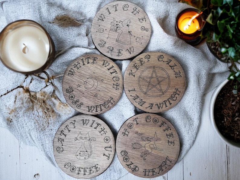 Laser Engraved Coasters,laser Cut File, Laser Svg, Witchy Svg, Witchy ...