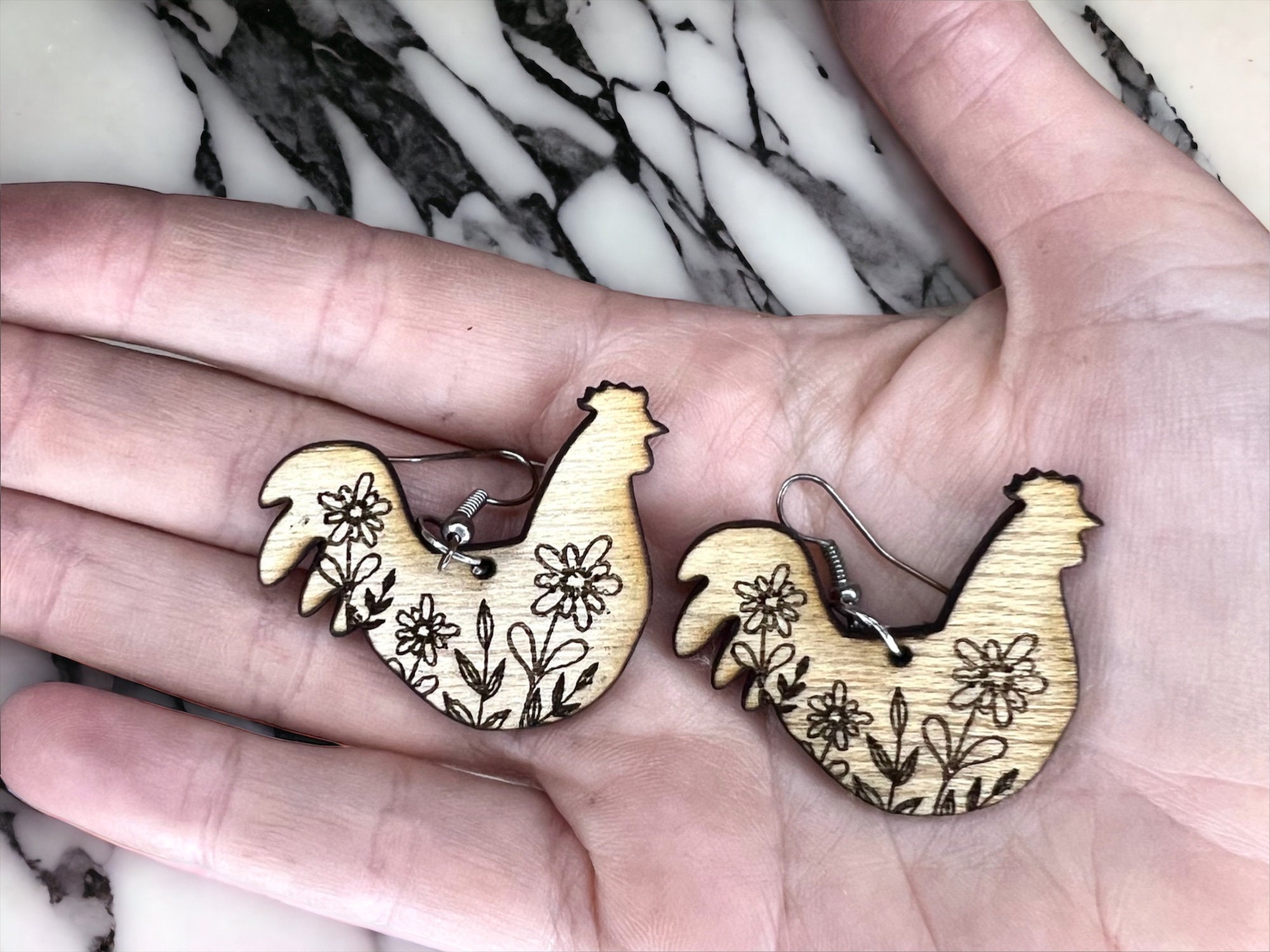 Chicken Earrings SVG Floral Chicken Earrings Svg,chicken Earring Svg ...