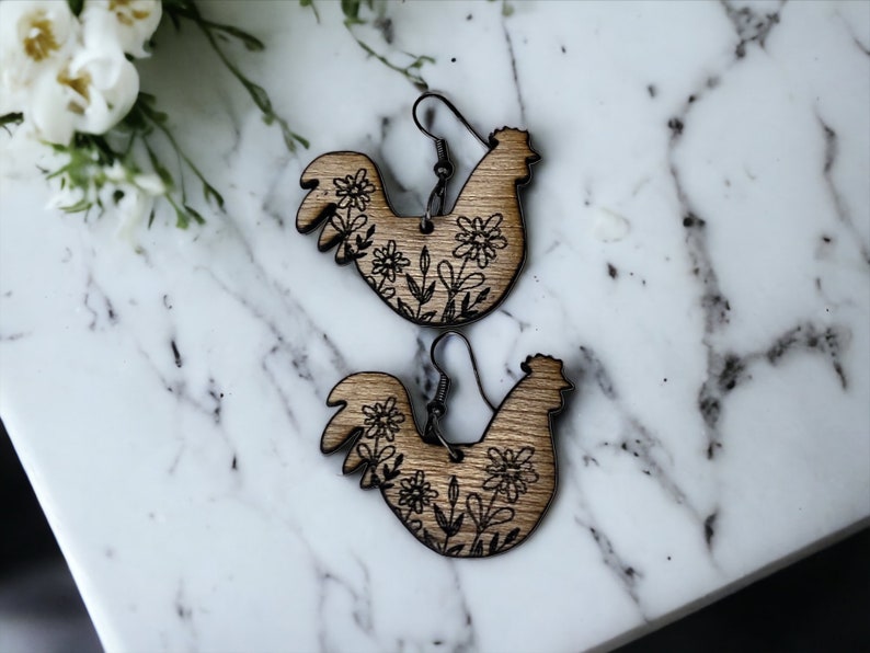 Chicken Earrings SVG Floral Chicken Earrings Svg,chicken Earring Svg ...