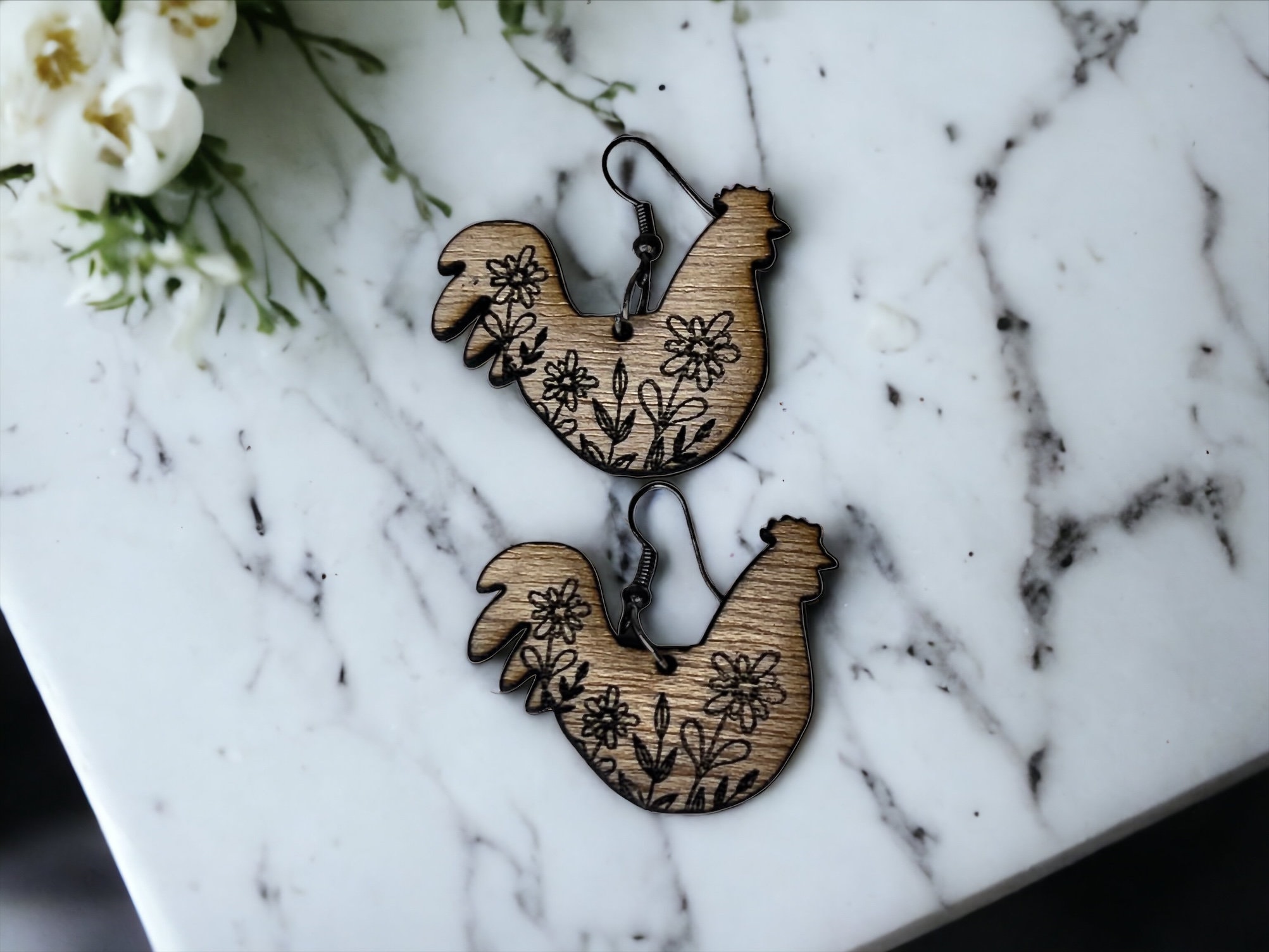 Chicken Earrings SVG Floral Chicken Earrings Svg,chicken Earring Svg ...