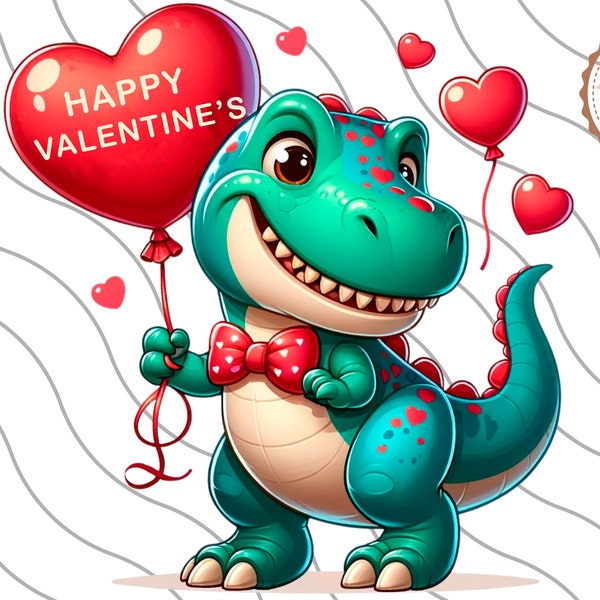 Dinosaur Valentine Clipart - Etsy