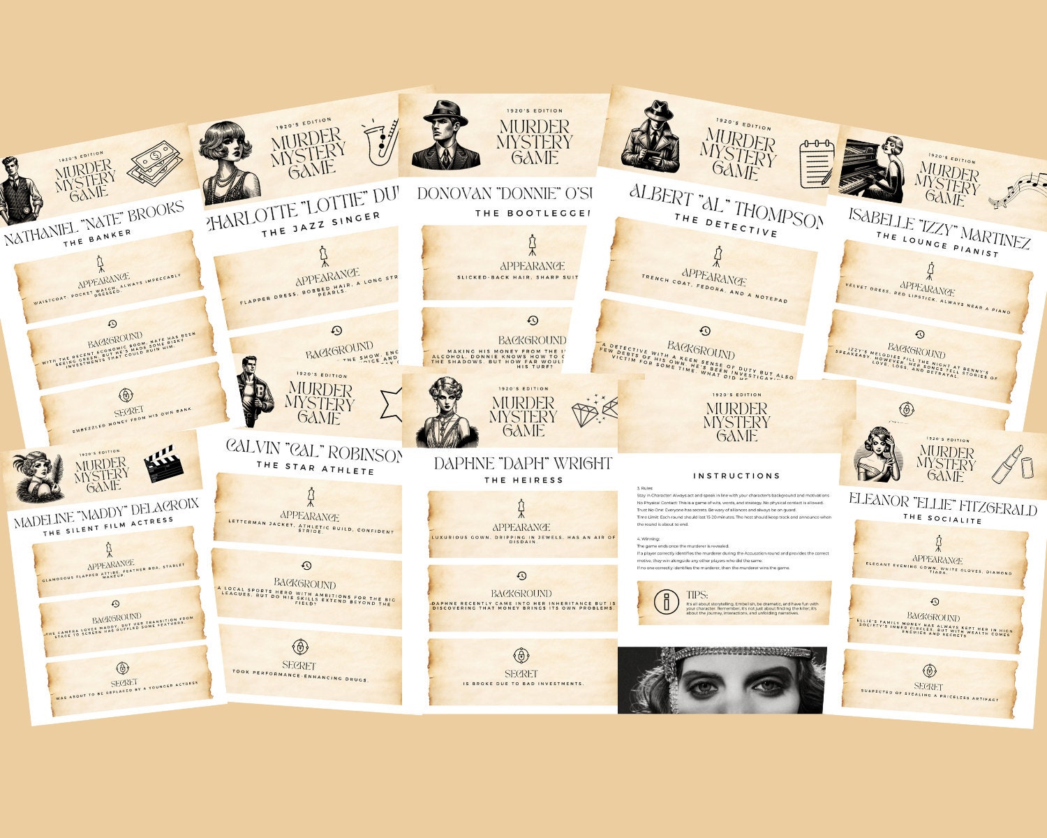 18 Characters 1920s Mystery Murder Case Game,printable Murder Mystery ...
