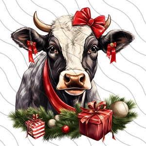 20 Christmas Cow Png,christmas Highland Cows, Xmas Colstein Cow,clipart ...