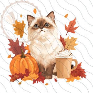 Fall Cat Png, Cat Spice Pumpkin Latte, Halloween Cat Clipart, Cat Mom ...