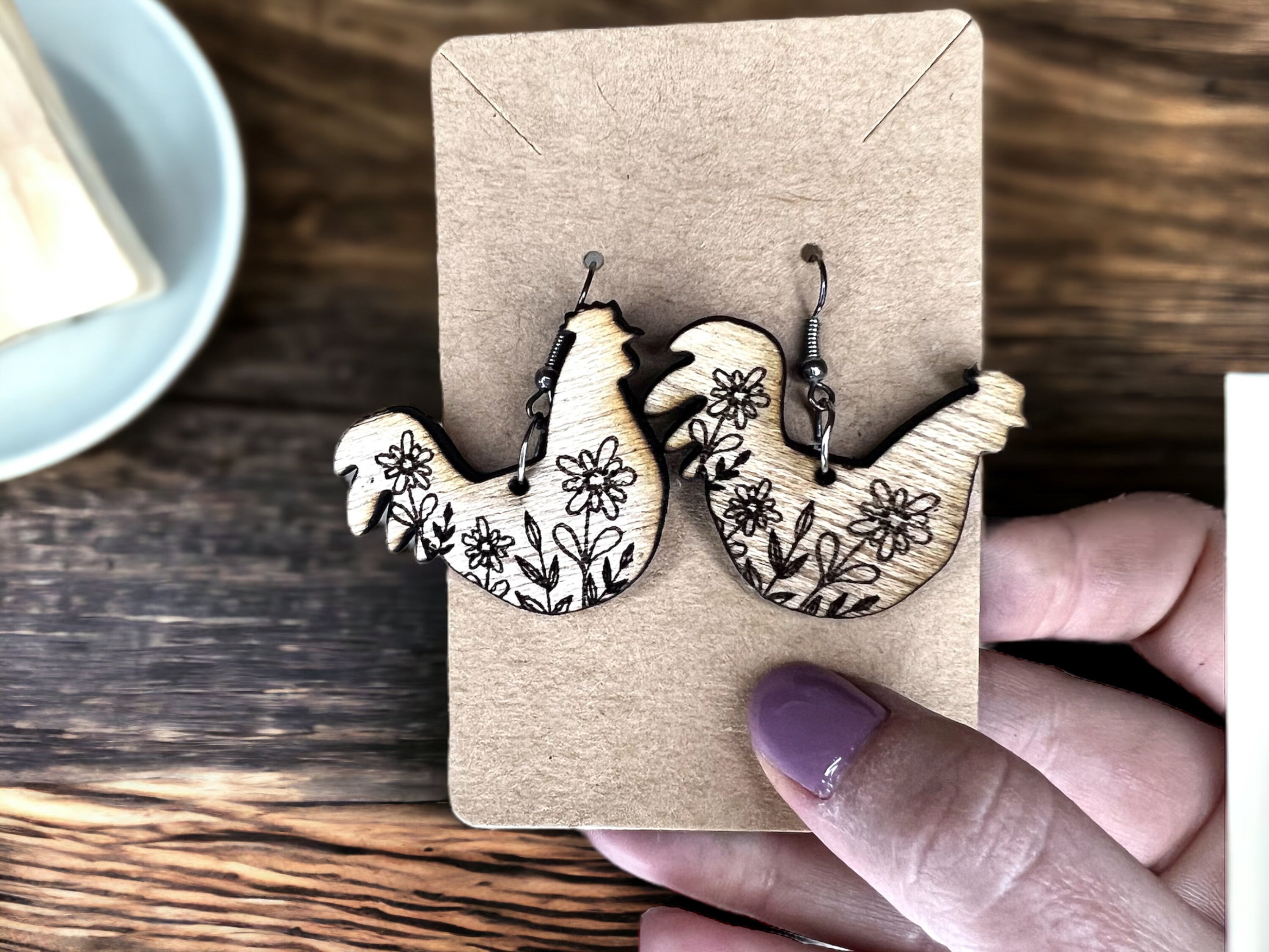 Chicken Earrings SVG Floral Chicken Earrings Svg,chicken Earring Svg ...