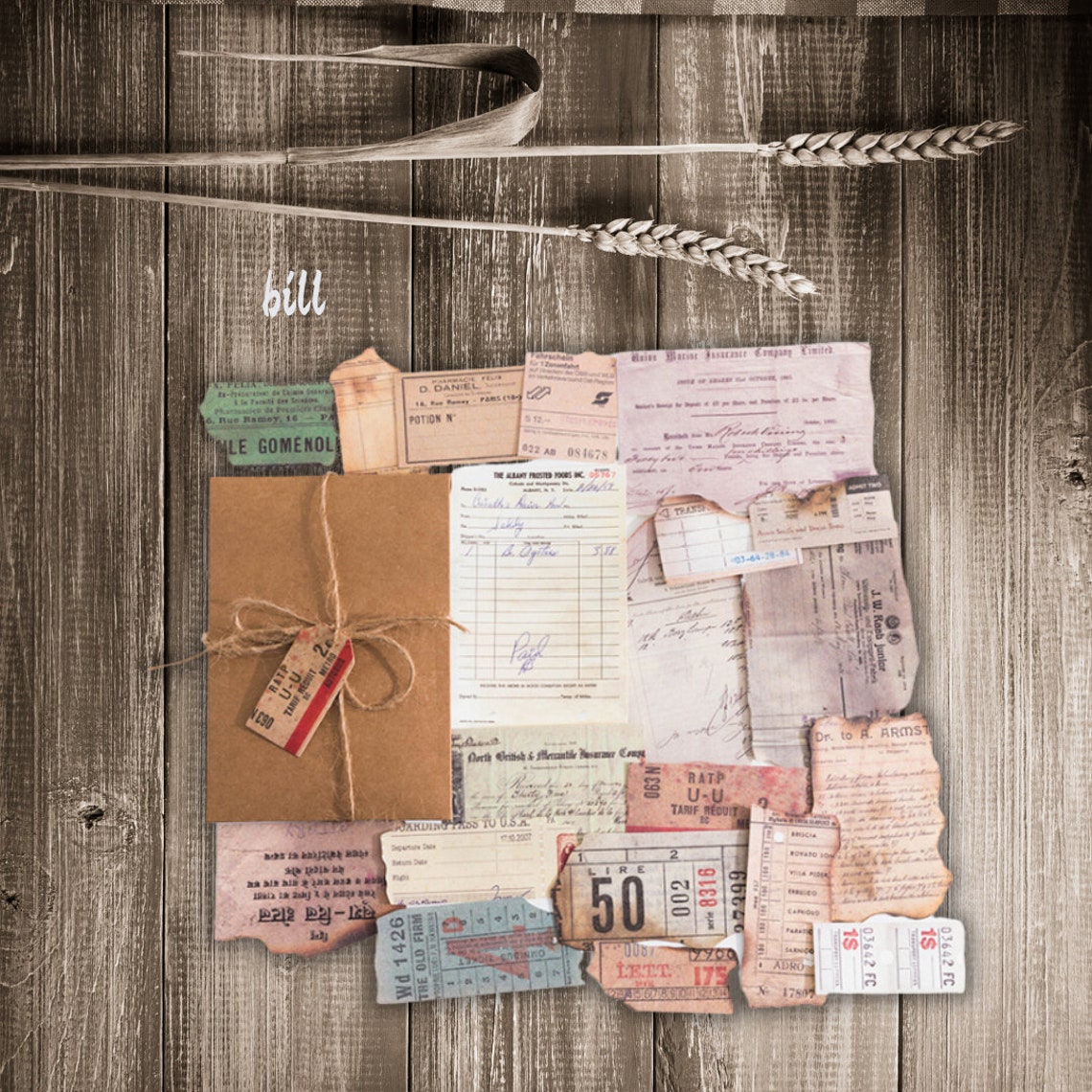 Vintage Burnt Edges Paper Pack - Lightweight Collage Material for DIY ...