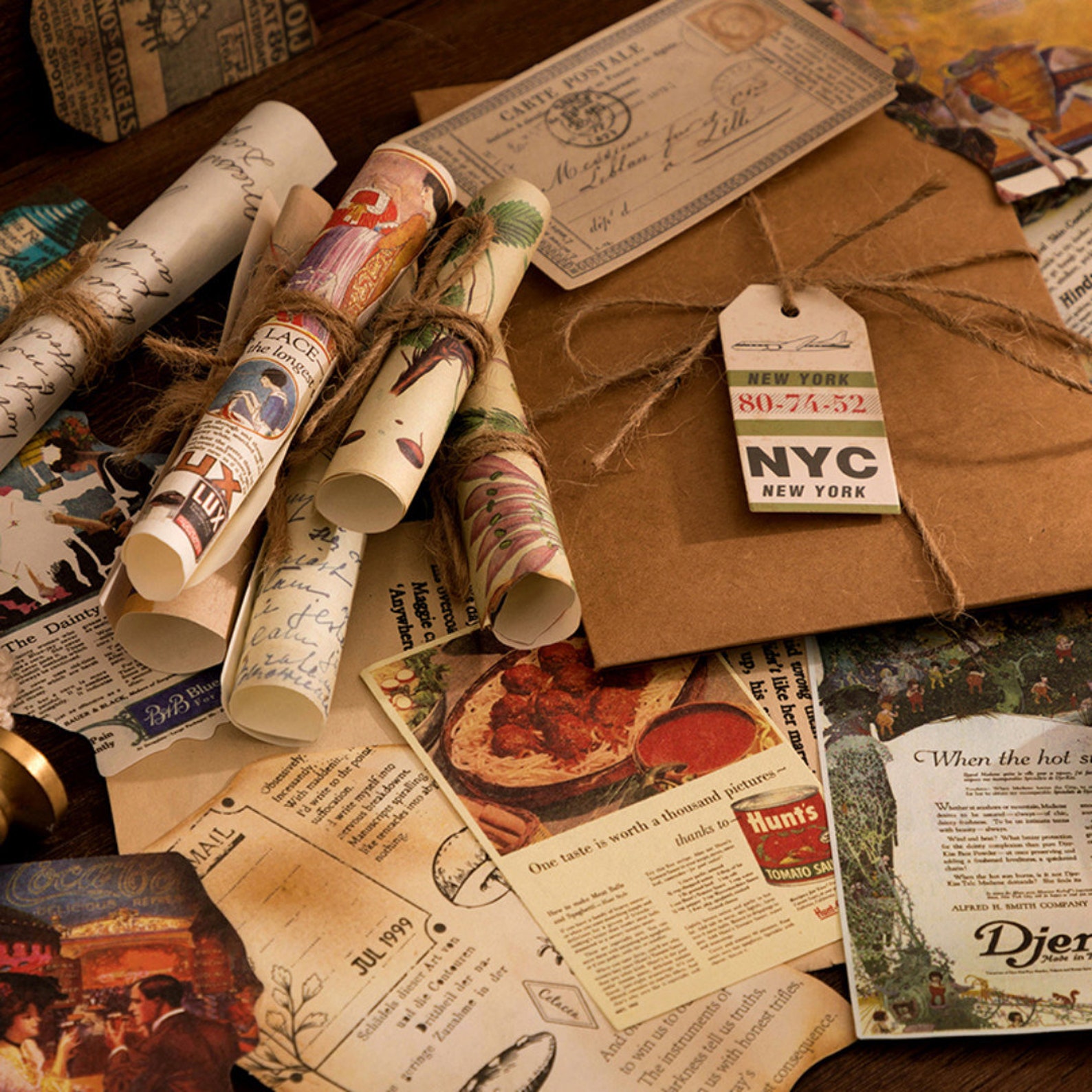 Vintage Burnt Edges Paper Pack - Lightweight Collage Material for DIY ...