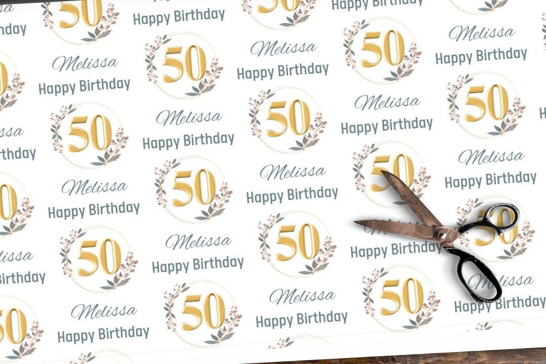 Personalised 50th Birthday Wrapping Paper Ladies Personalised Wrapping ...