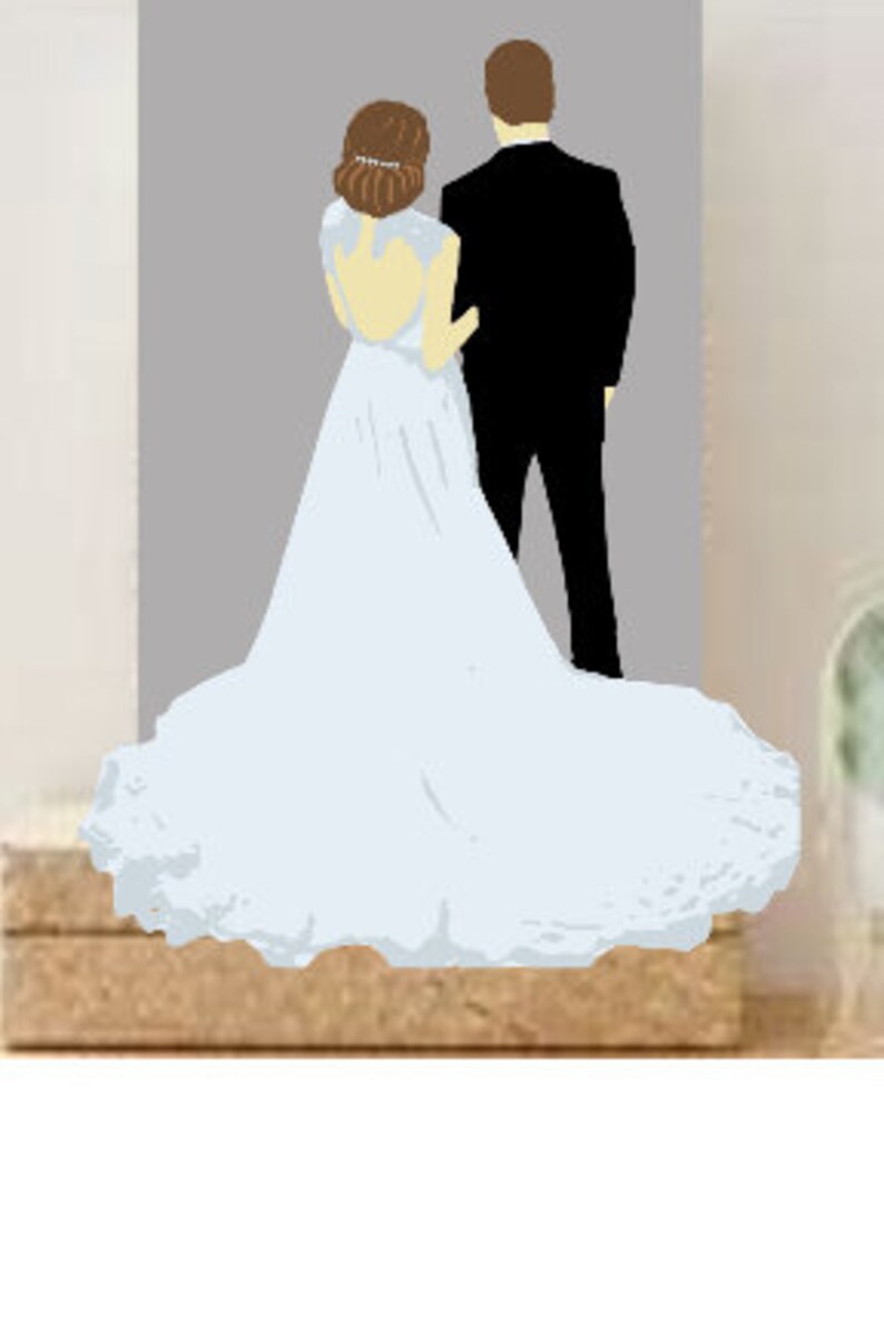 Bride and Groom Portrait, Faceless Minimal Art, Digital Print, Bundle ...