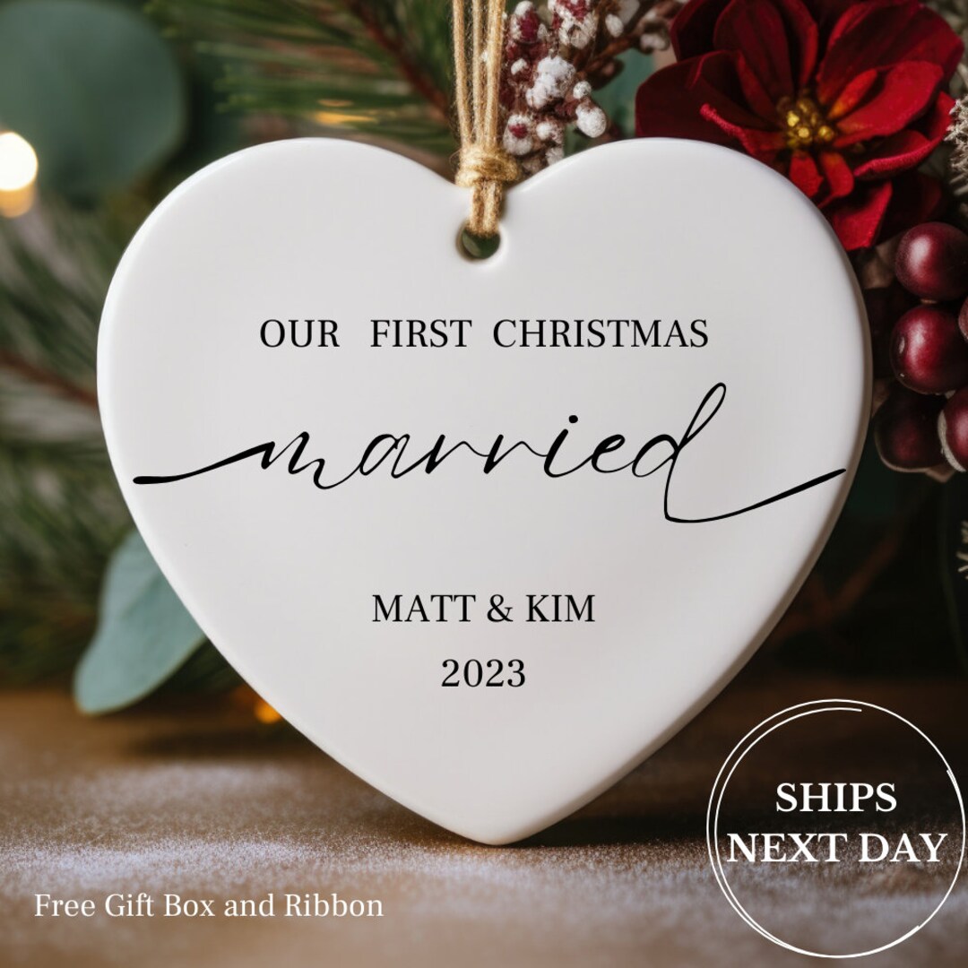 First Christmas Married Ornament - Mr and Mrs Christmas Ornament - Our ...