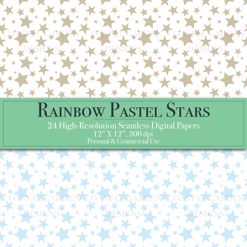 Pastel Star Pattern Digital Paper Bundle, Seamless, Commercial Use ...