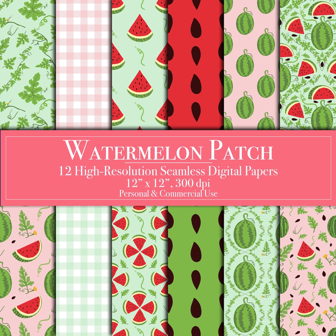 Watermelons Digital Paper, Cute Watermelons Seamless Digital Scrapbook ...
