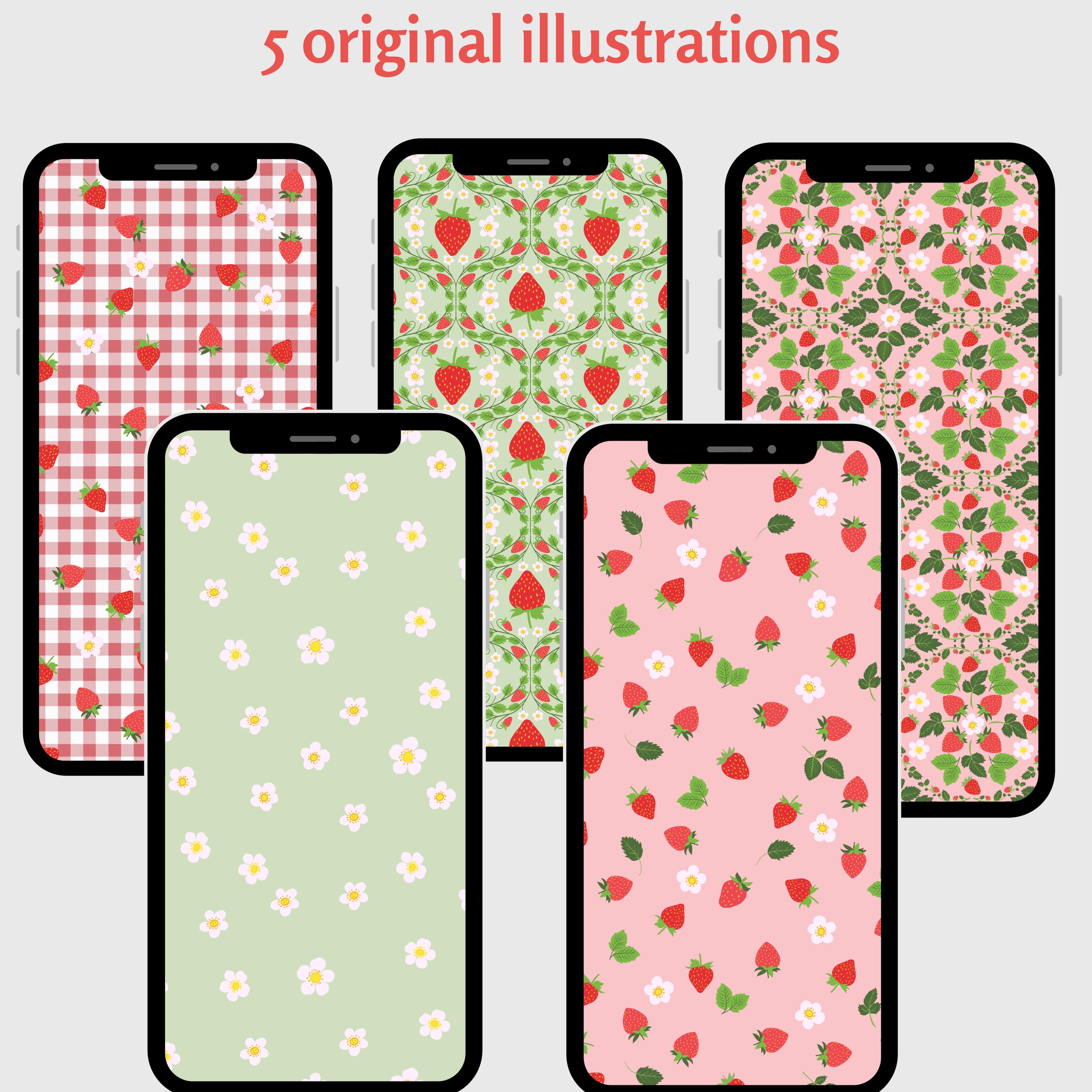 Strawberry Dreams iPhone Android Wallpapers, Fruit Patterns, Cute ...