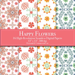 Spring Flowers Digital Papers, Seamless Pattern Scrapbook Paper ...