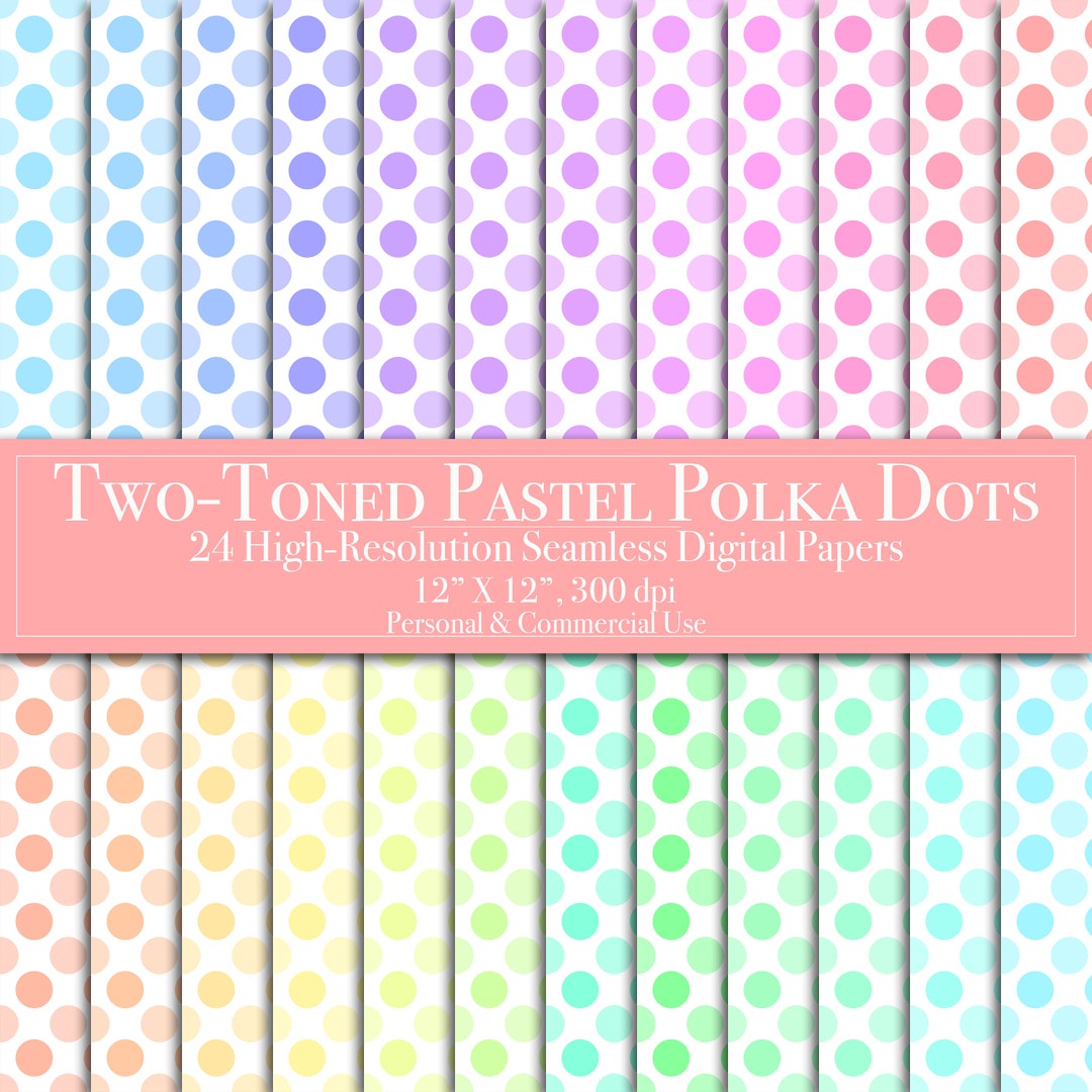 Pastel Rainbow Two-toned Polka Dots Digital Paper, Seamless Pattern ...