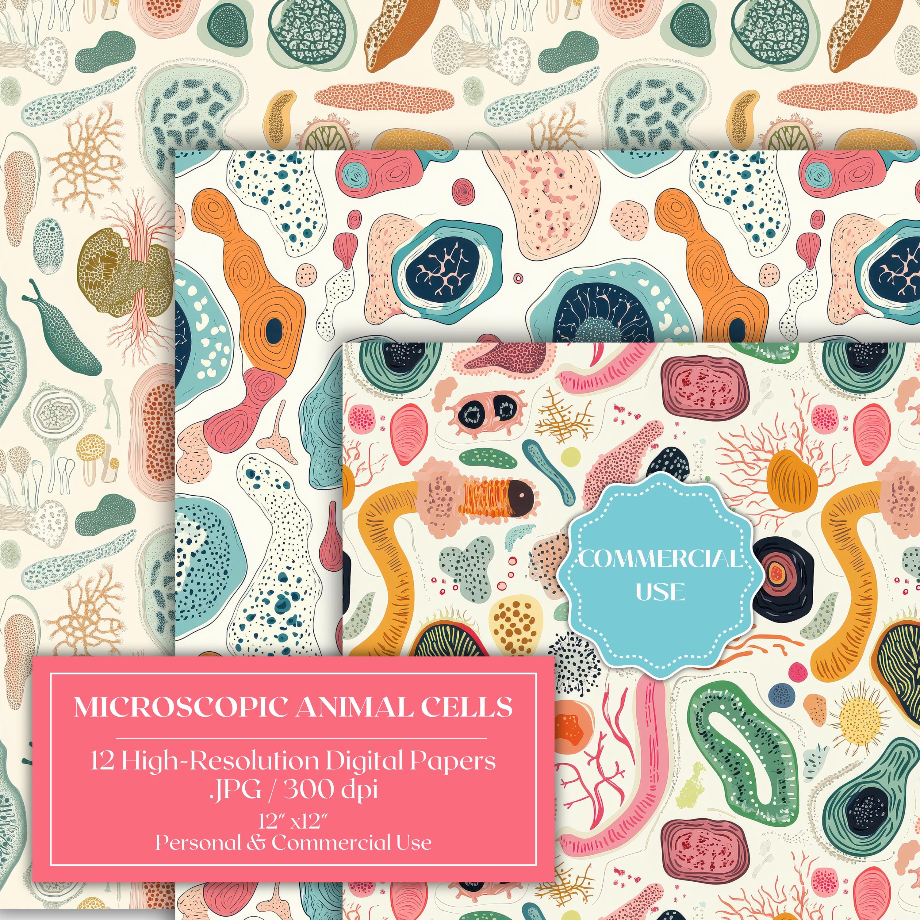 Microscopic Animal Cell Digital Paper, Microscopic Cell Seamless Paper ...
