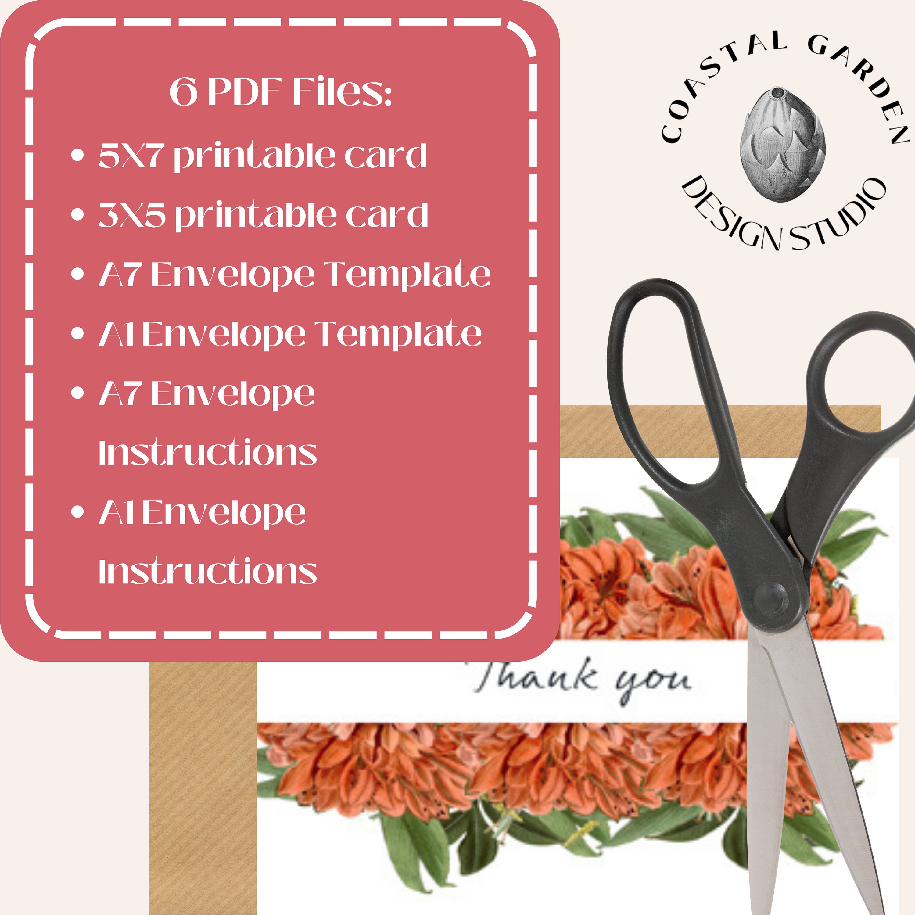 Pink Azalea Printable Thank You Card, Instant Download Print at Home ...