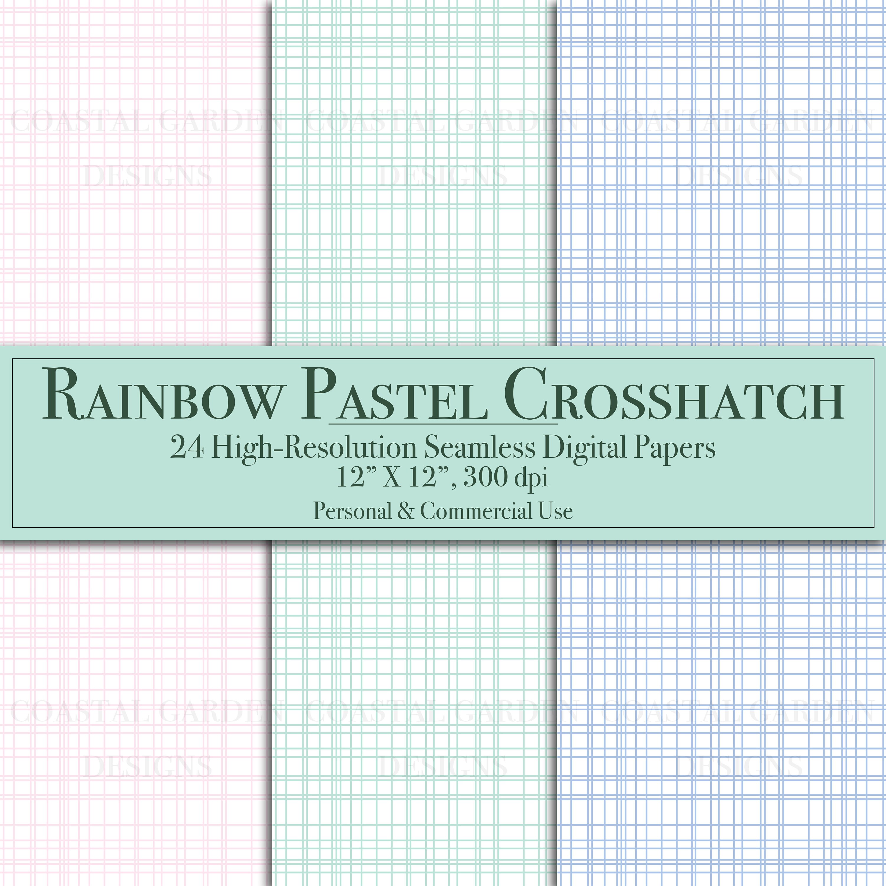 Rainbow Pastel Crosshatch Digital Paper Bundle, Seamless Pattern ...