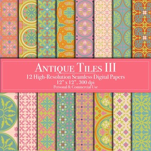 Antique Tiles XL Digital Paper Mega Bundle, Seamless Pattern Tile ...