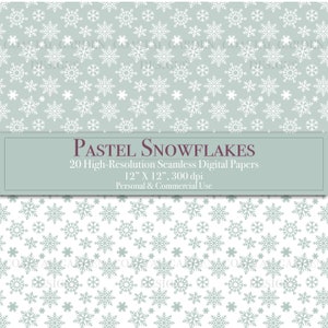 Pastel Snowflakes Digital Paper Bundle, Seamless Pattern Set, Scrapbook ...