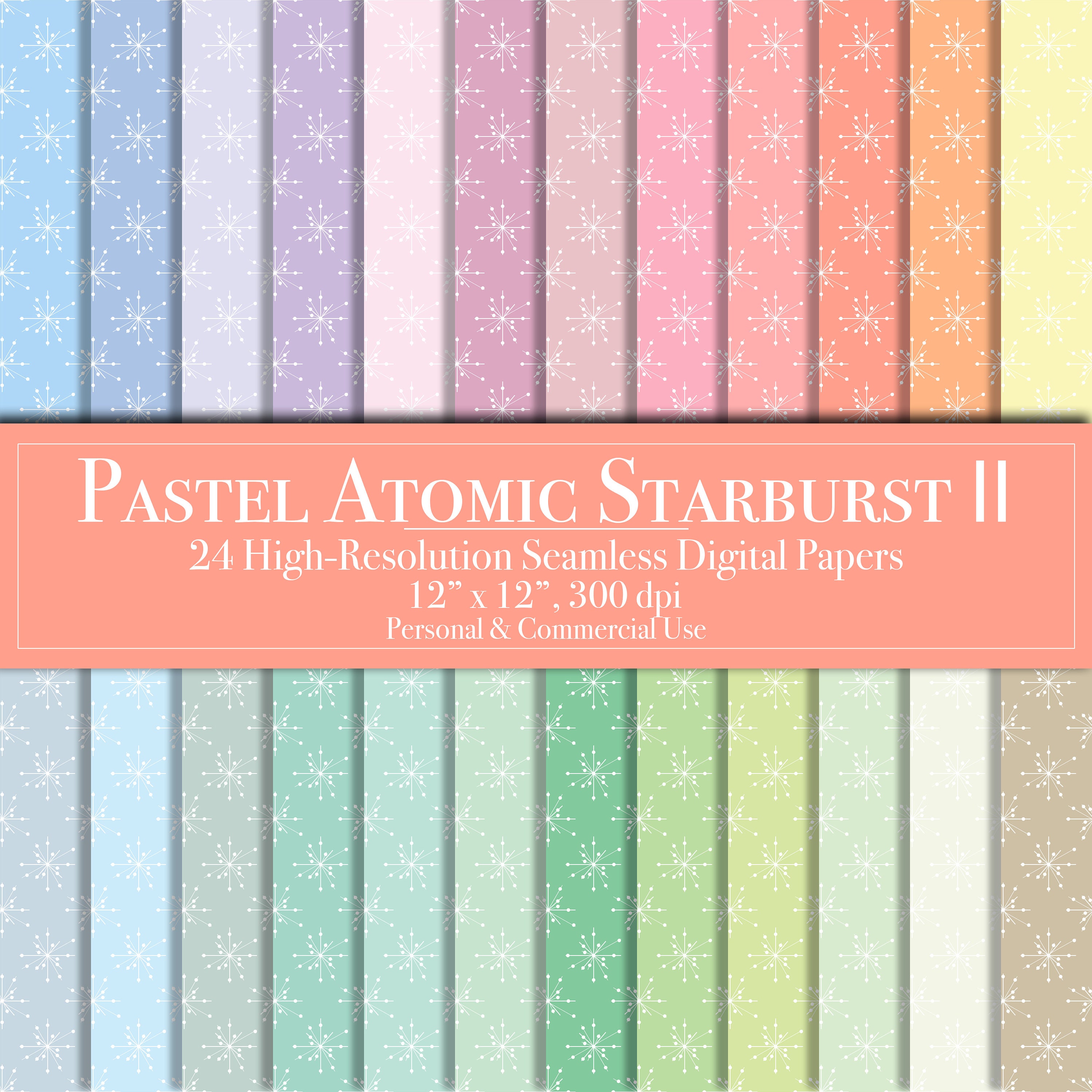 Atomic Starburst Digital Paper Megabundle Seamless Pattern Scrapbook ...