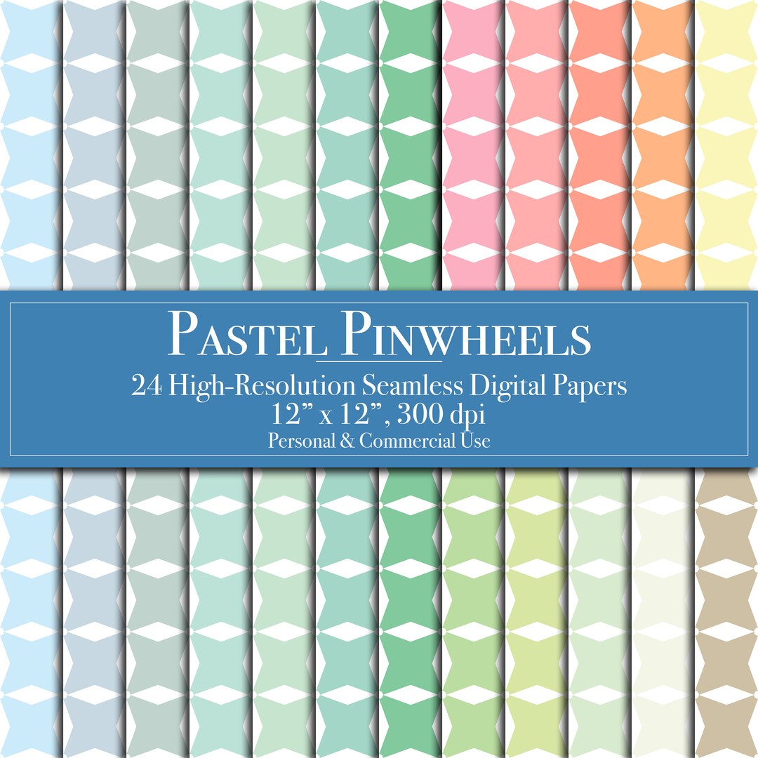 Pastel Pinwheels Digital Paper, Seamless Pattern Scrapbook Paper ...