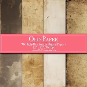 Old Paper Texture Digital Papers, Aged Digital Scrapbook Junk Journal ...