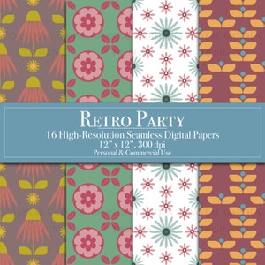 Vintage Retro Digital Papers, Seamless Pattern Scrapbook Paper ...