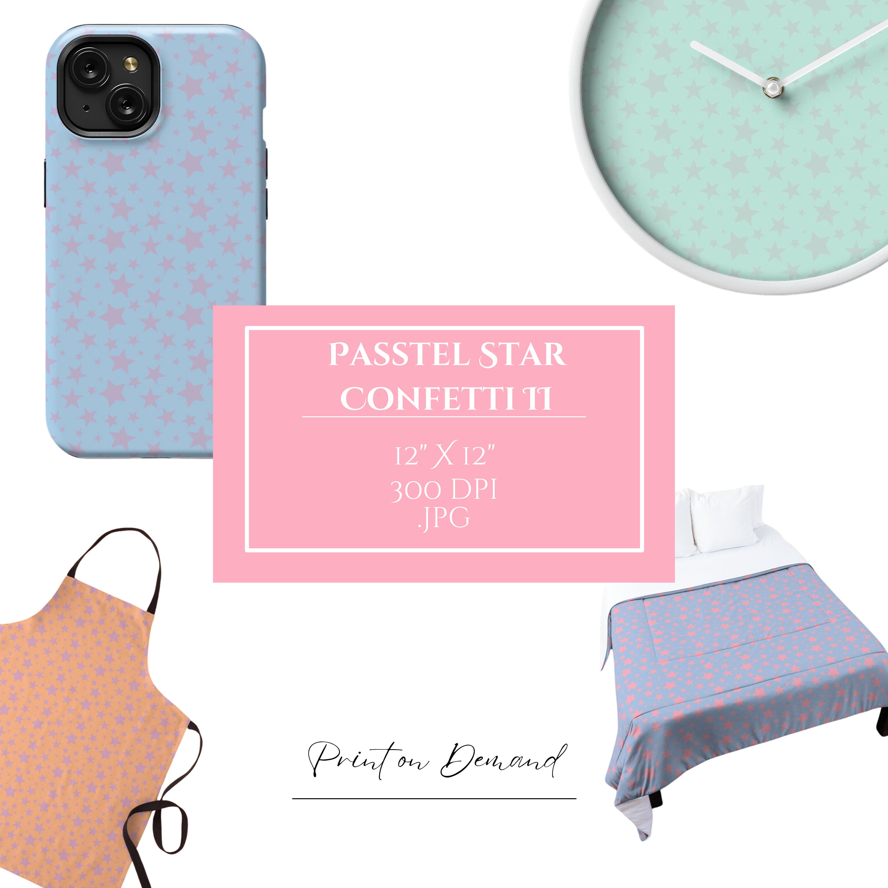 Pastel Rainbow Star Confetti Digital Paper, Seamless Pattern Scrapbook ...