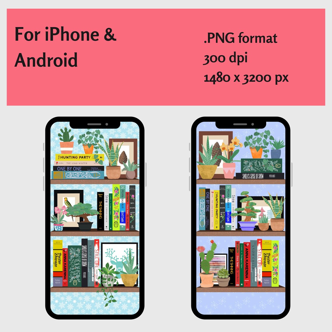 Winter Bookshelf iPhone Android Wallpapers, Winter Books Digital ...