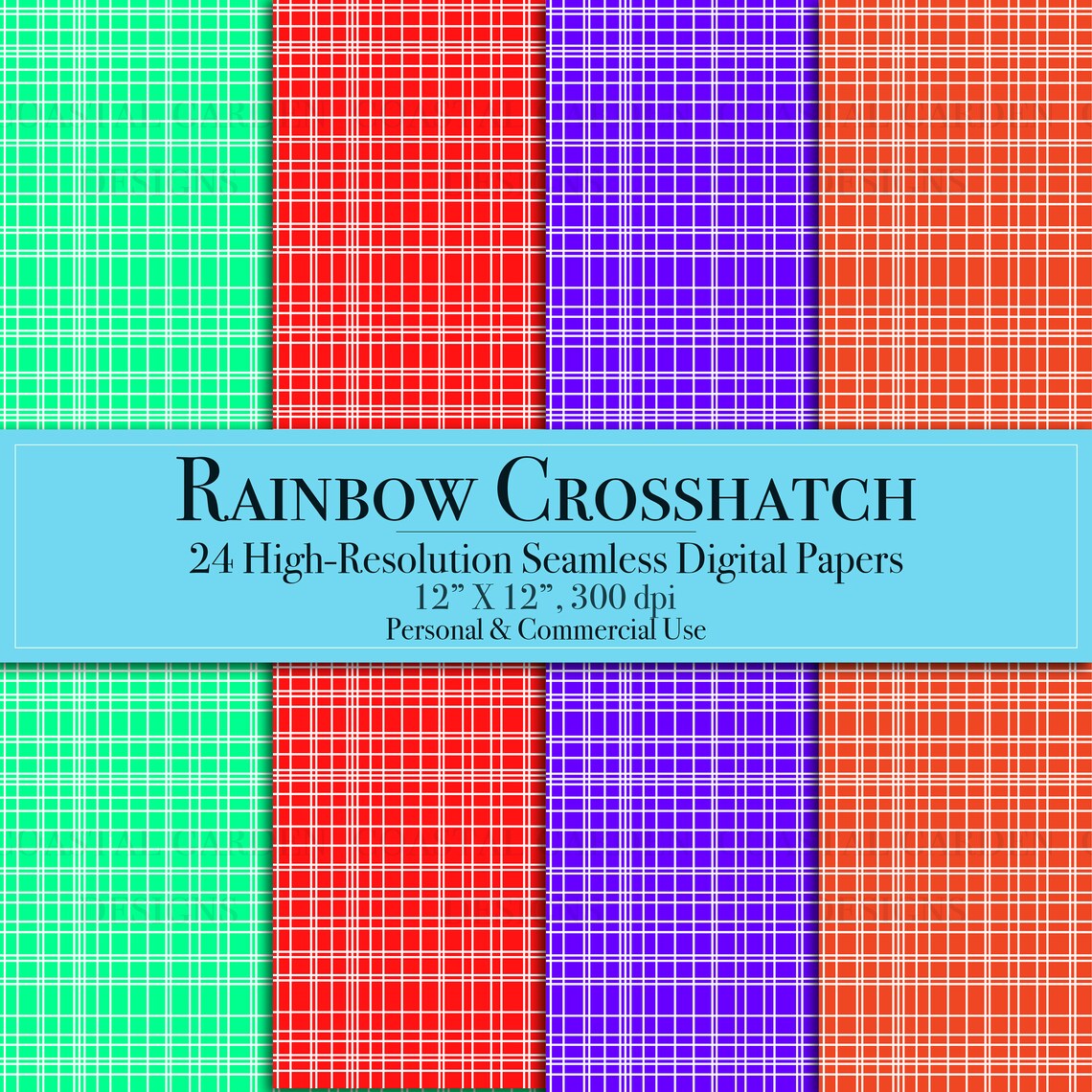 Rainbow Crosshatch Digital Paper Bundle, Seamless Pattern, Scrapbook ...
