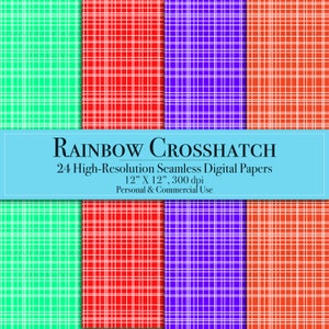 Rainbow Crosshatch Digital Paper Bundle, Seamless Pattern, Scrapbook ...