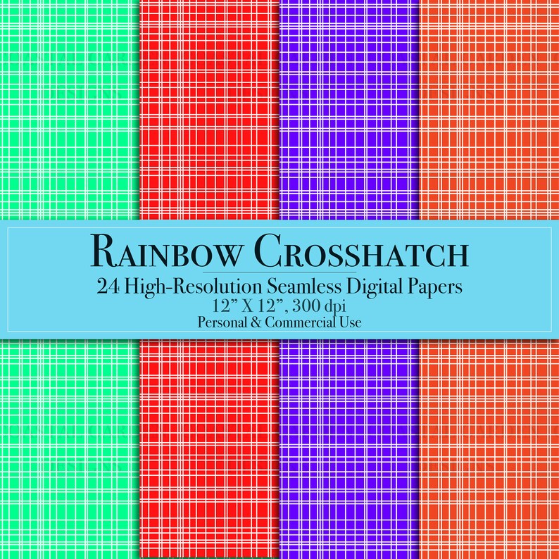 Rainbow Crosshatch Digital Paper Bundle, Seamless Pattern, Scrapbook ...