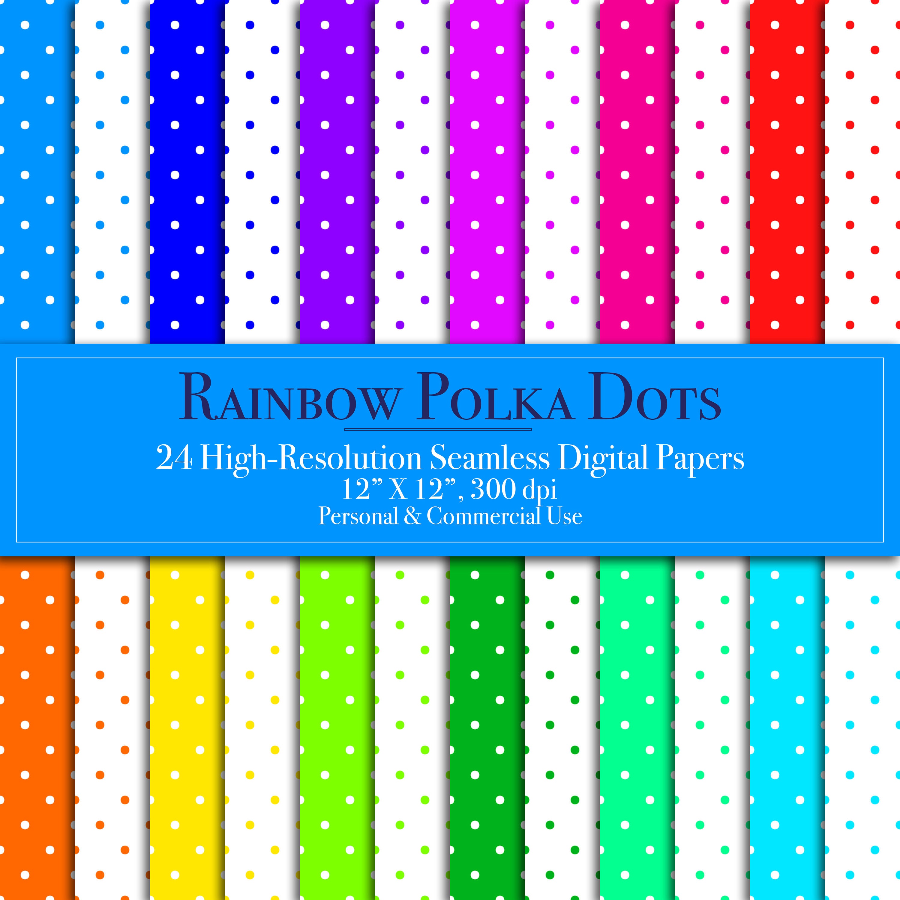 Rainbow Polka Dots Digital Paper Set, Seamless Pattern, Scrapbook Paper ...
