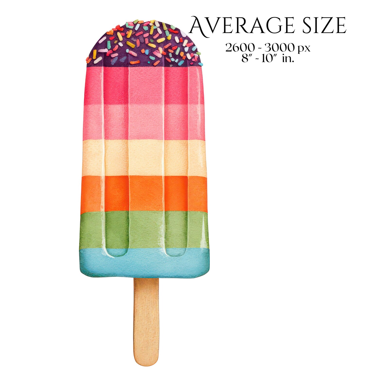 Watercolor Popsicles Clipart, Summer Ice Cream Bar Illustrations ...