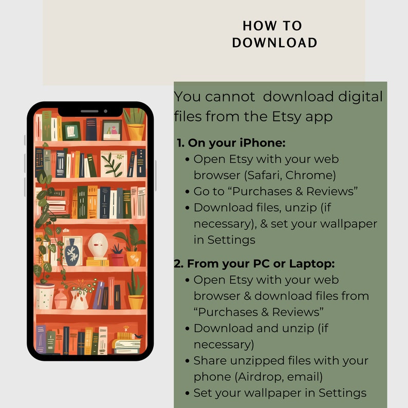 5 Book Lovers iPhone Android Wallpapers, Digital Download, Unique Phone ...