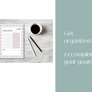 Printable Weekly Checklist Template, Boho Retro Theme, Blank List, List ...