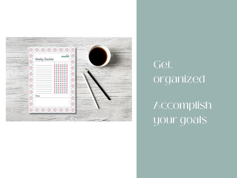Printable Weekly Checklist Template, Boho Retro Theme, Blank List, List ...