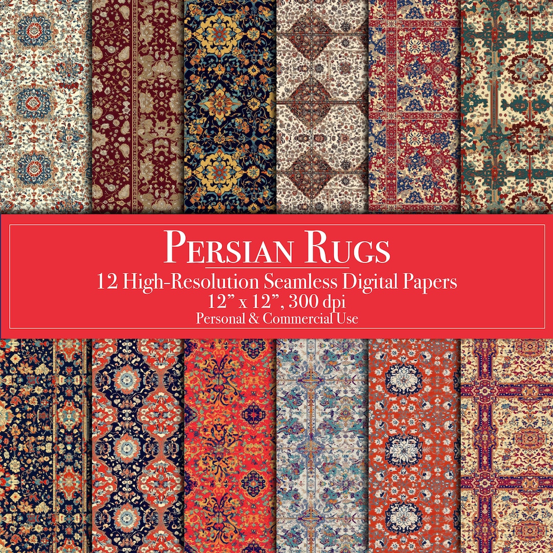 Persian Rug Digital Papers, Seamless Oriental Carpet Scrapbook Paper ...