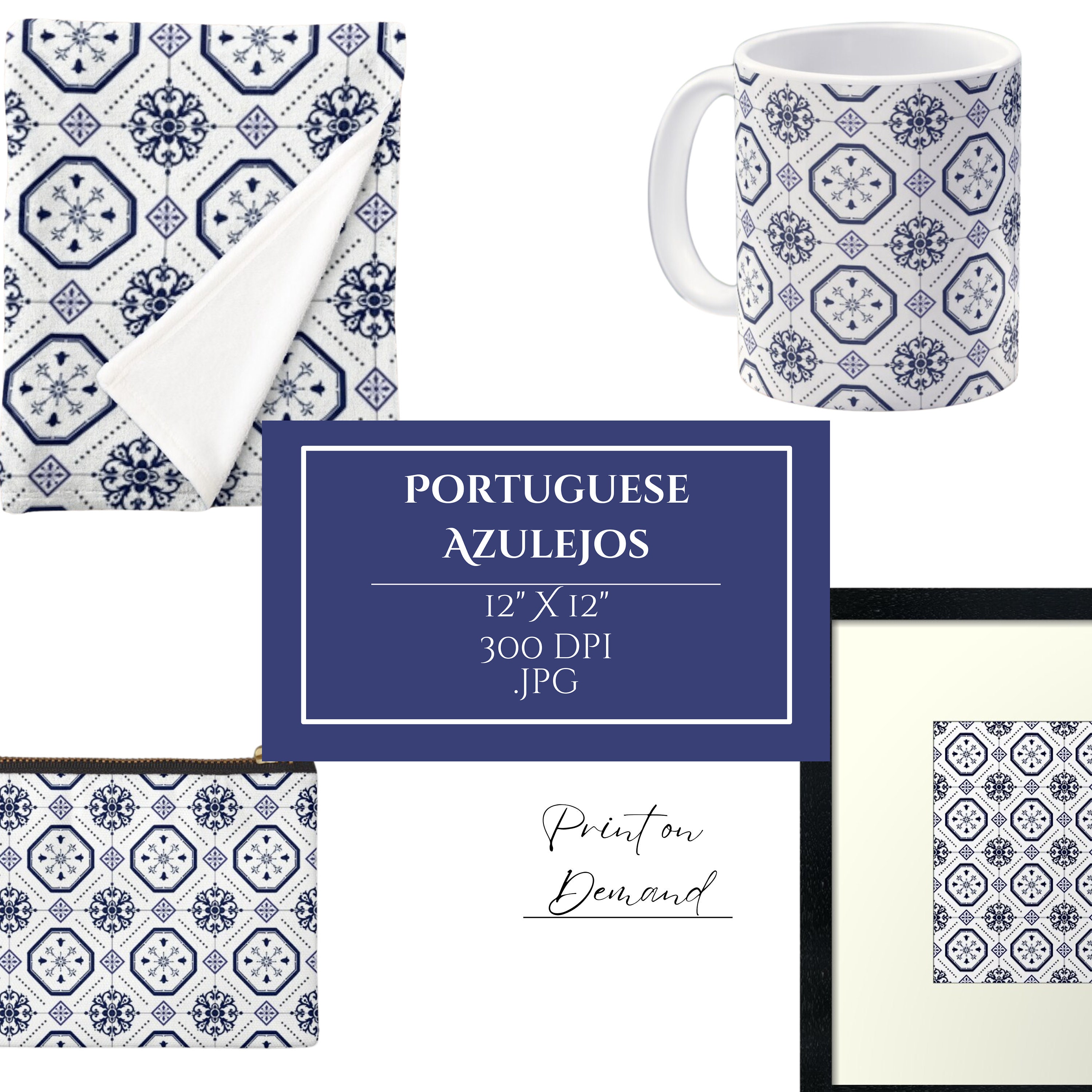 Portuguese Tiles Digital Paper Megabundle Seamless Pattern Scrapbook ...