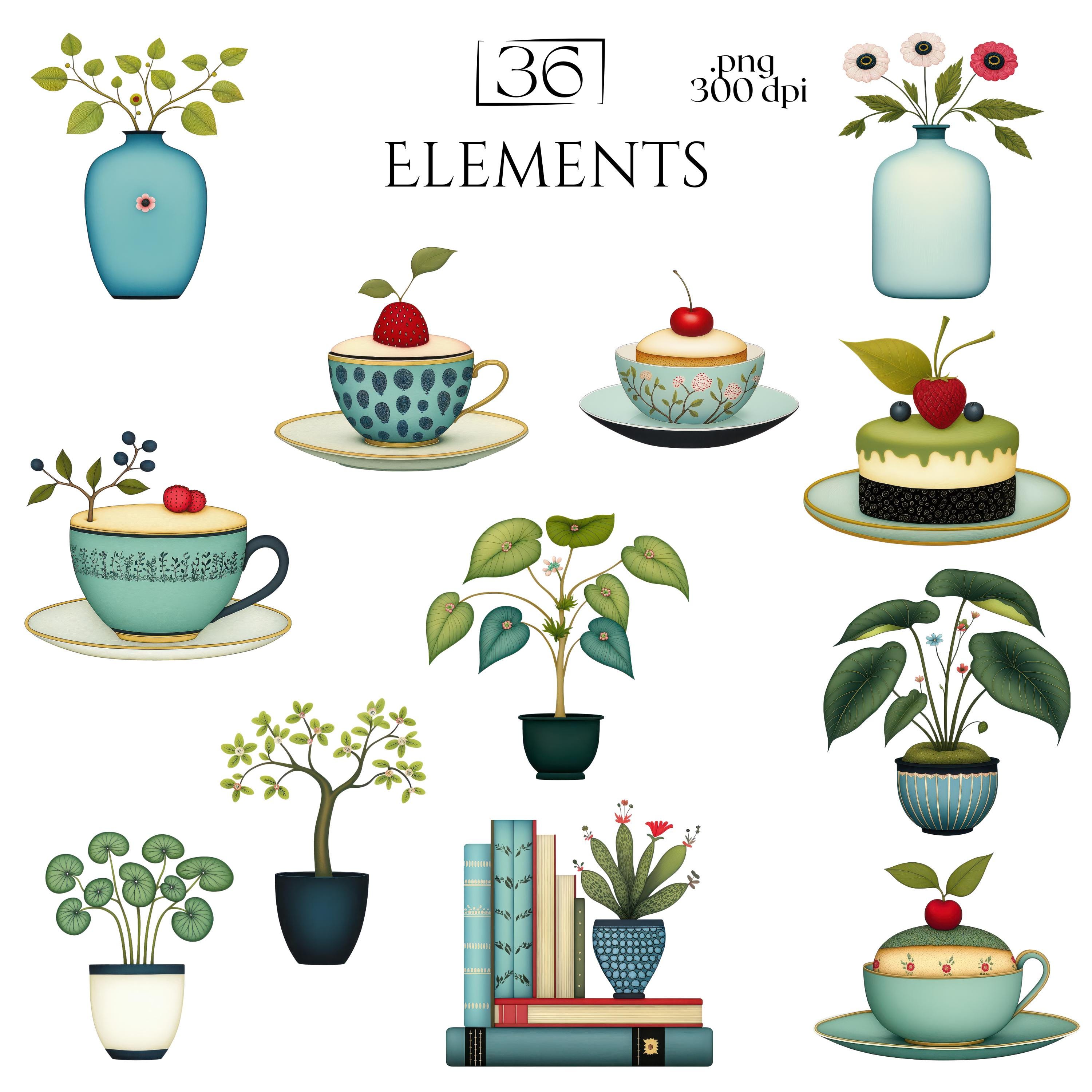 Tea Party Clipart, Afternoon Tea Time Clip Art, Teapot Junk Journal ...