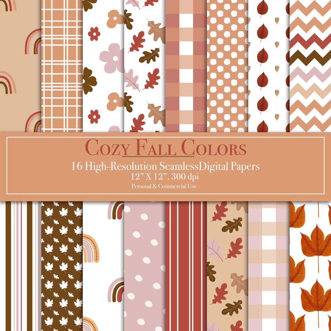 Cozy Fall Seasons Digital Paper, Seamless Pattern, Scrapbook Paper ...