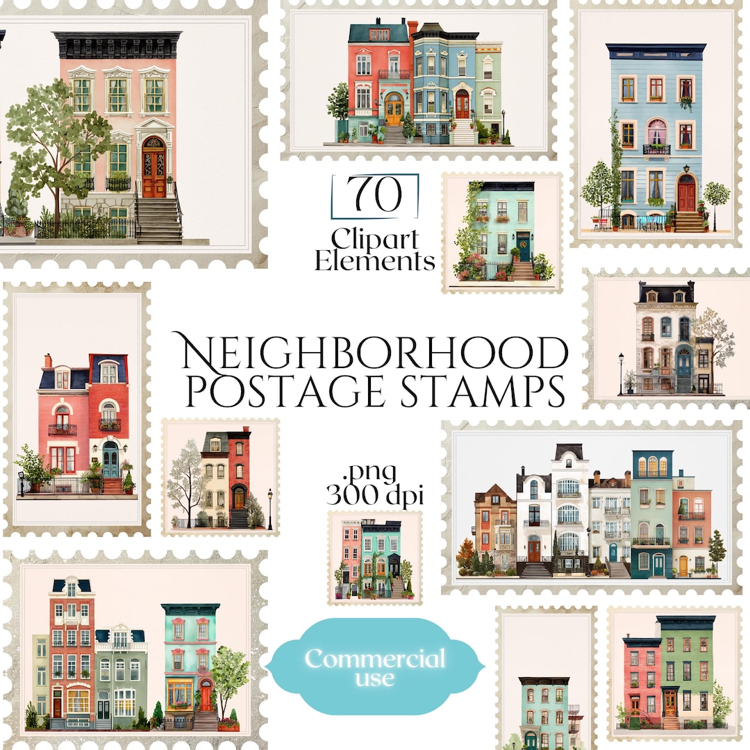 Neighborhood Postage Stamp Clipart, Vintage House Stamp PNG ...