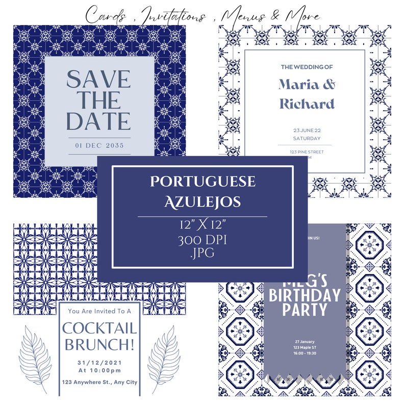 Portuguese Tiles Digital Paper Bundle, Azulejos, Seamless Patterns ...