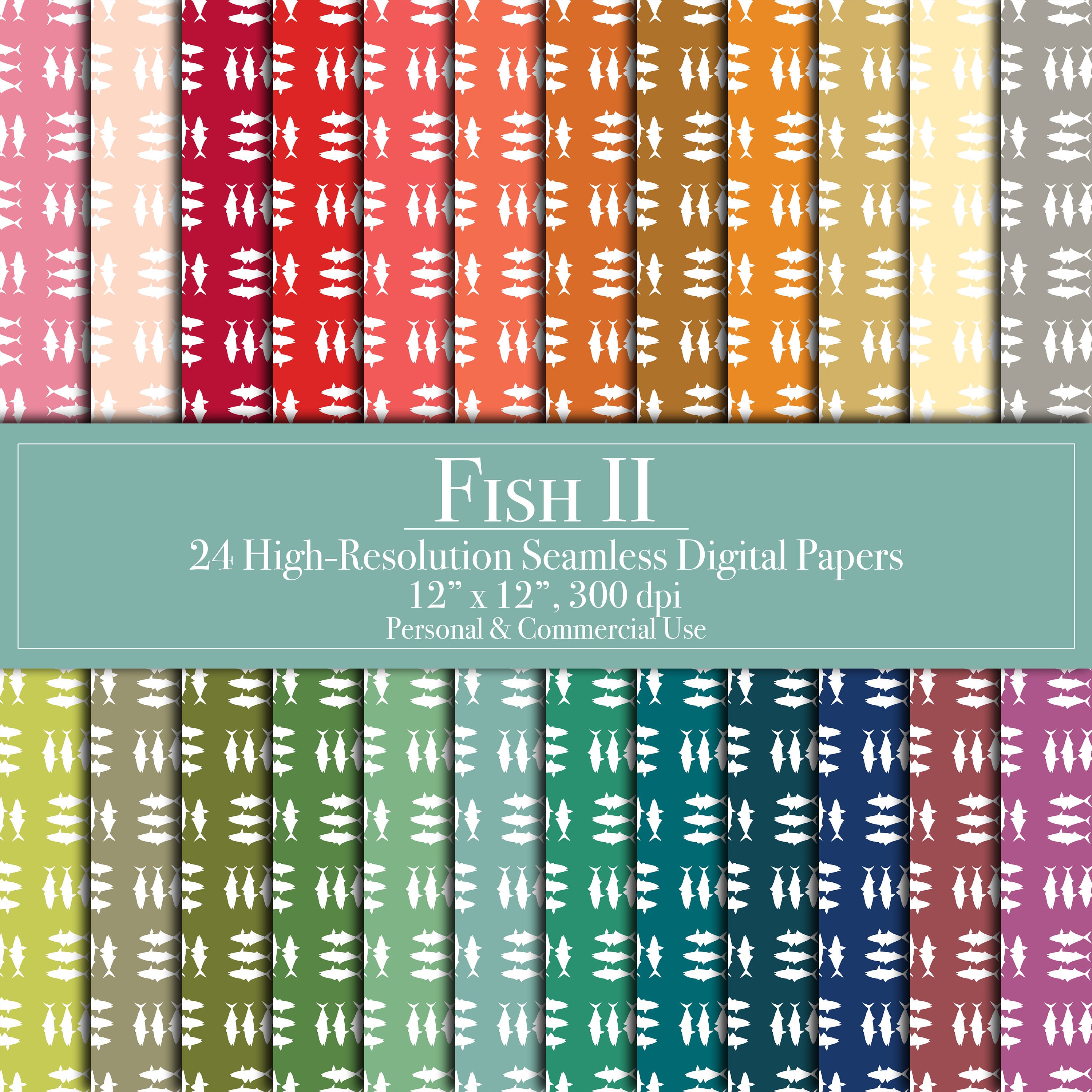 Fish Digital Paper Megabundle Seamless Pattern Scrapbook Paper ...